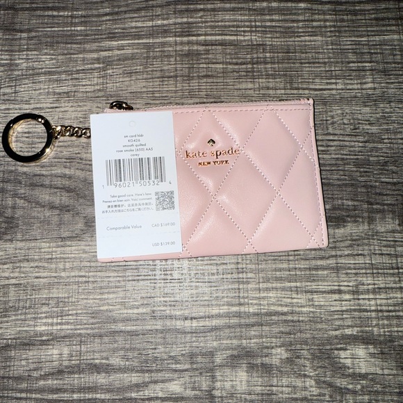 kate spade | Accessories | Kate Spade Pink Quilted Key Card Holder ...